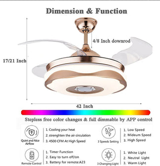 Retractable ceiling fan with Bluetooth speaker – Exclusive Home Decorations