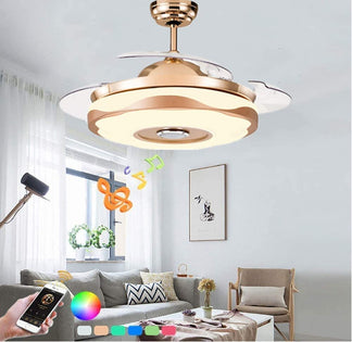 Retractable ceiling fan with Bluetooth speaker – Exclusive Home Decorations