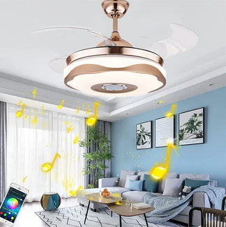Retractable ceiling fan with Bluetooth speaker – Exclusive Home Decorations