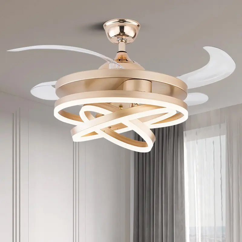 Retractable ceiling fan with LED light rings – Exclusive Home Decorations