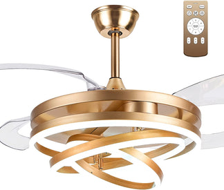 Retractable ceiling fan with LED light rings – Exclusive Home Decorations